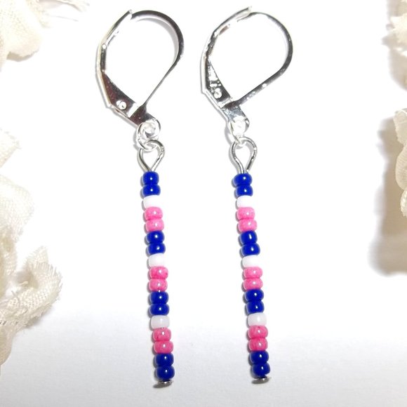 wvluckygirl | Jewelry | Linear Seed Bead Earring Minimalist Sleek Pink ...